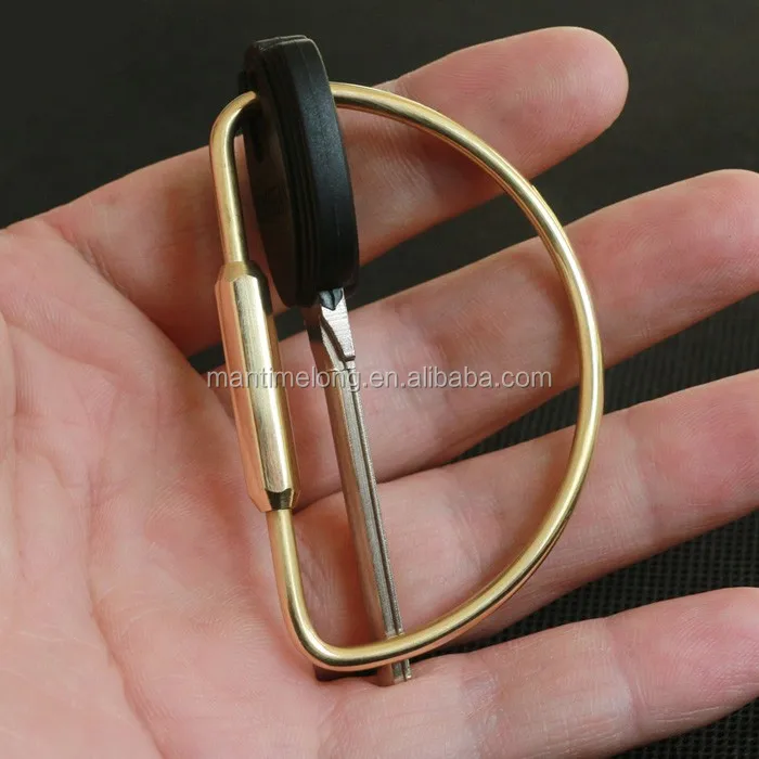 Brass Key Ring Handmade D Shape Key Chain Outdoor Edc Tool - Buy Brass ...