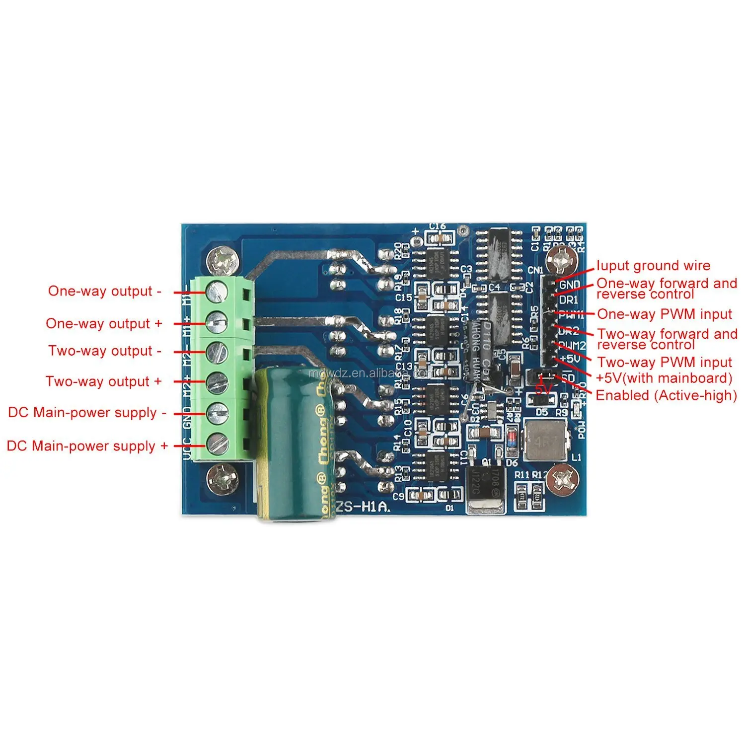 DC Brush Motor Controller - High Power Dual H-Bridge Drive