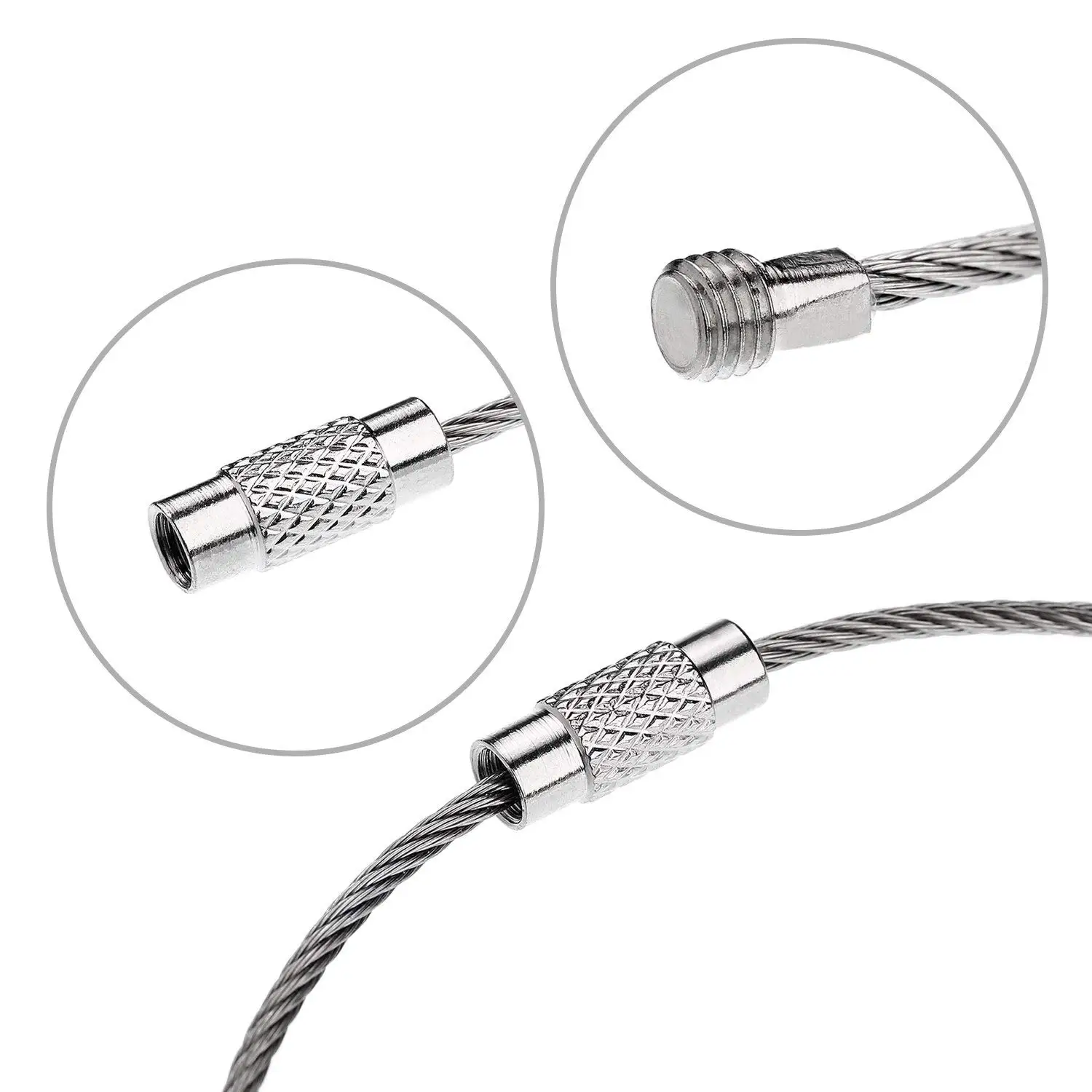 20-pack Colorful Stainless Steel Wire Key Chain Cable Loop Holder ...