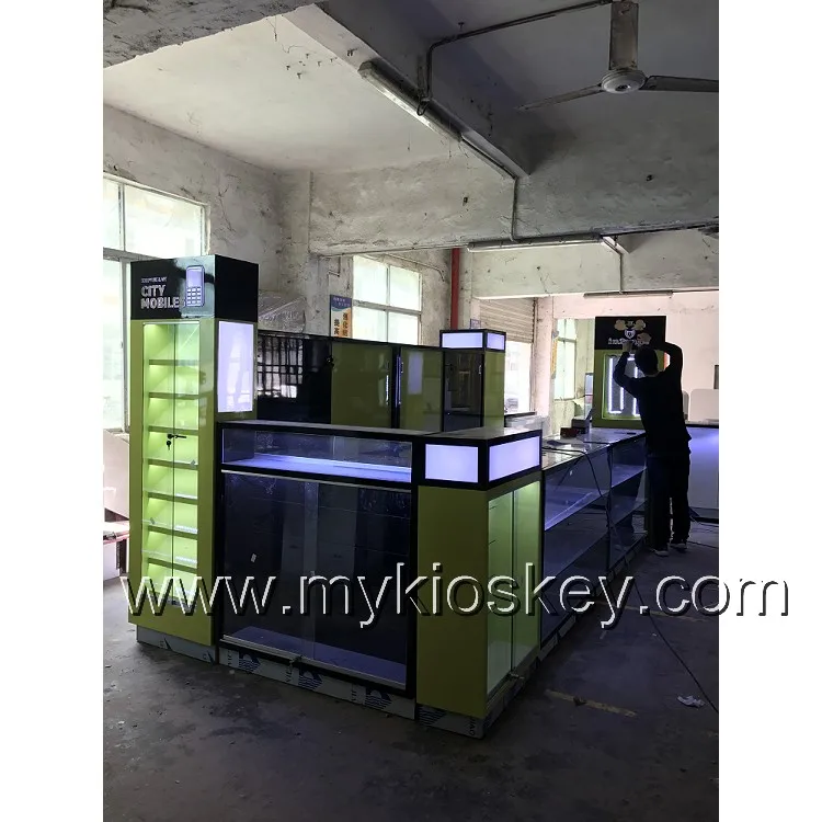 Retail Laptop display counter | wood phone kiosk for mall