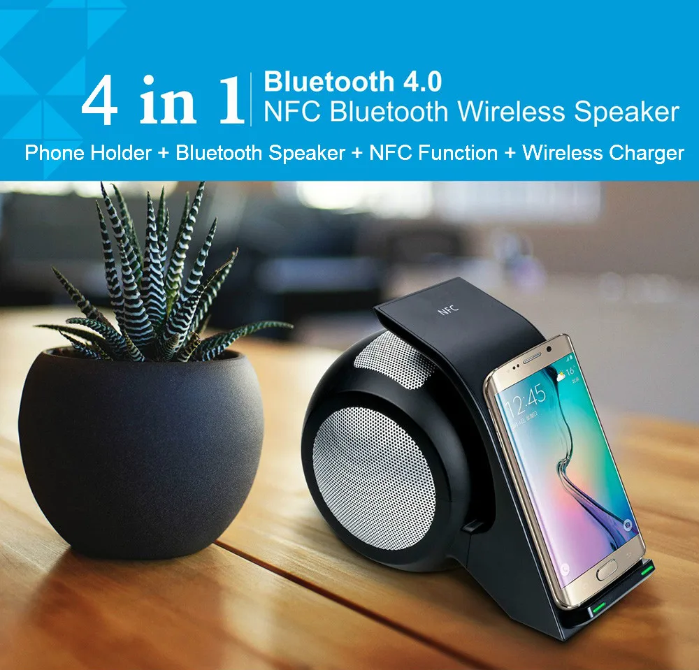 2 In 1 Fast Qi Wireless Charger Nfc Bt Speaker Wireless Charging Pad ...