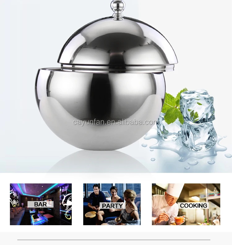 Stainless Steel Ice Cream Serving Bowl/ice Container With Colorful Lid ...