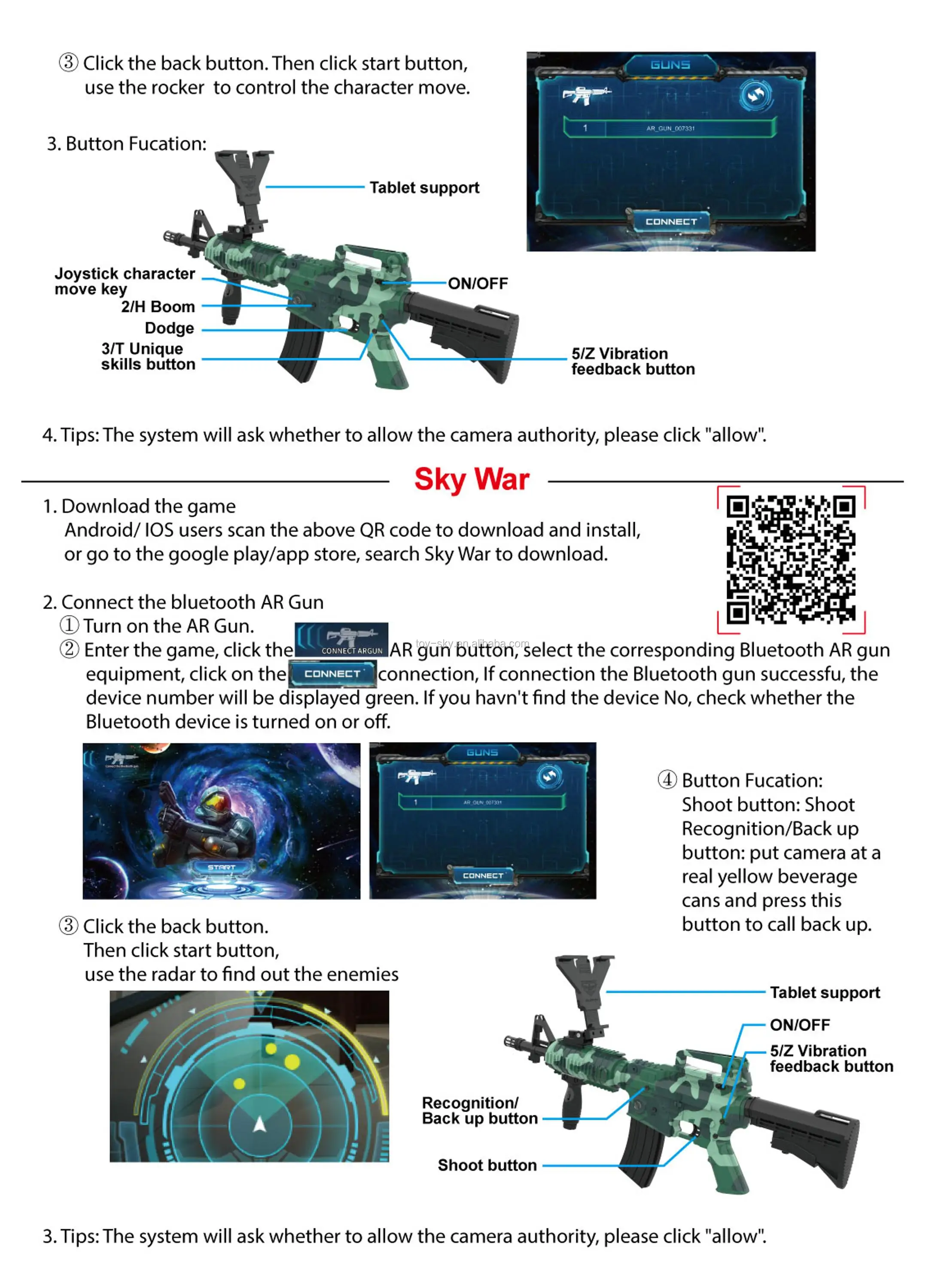 Smartphone App Control 3d Virtual Intelligent Plastic Ar Bluetooth Gun ...