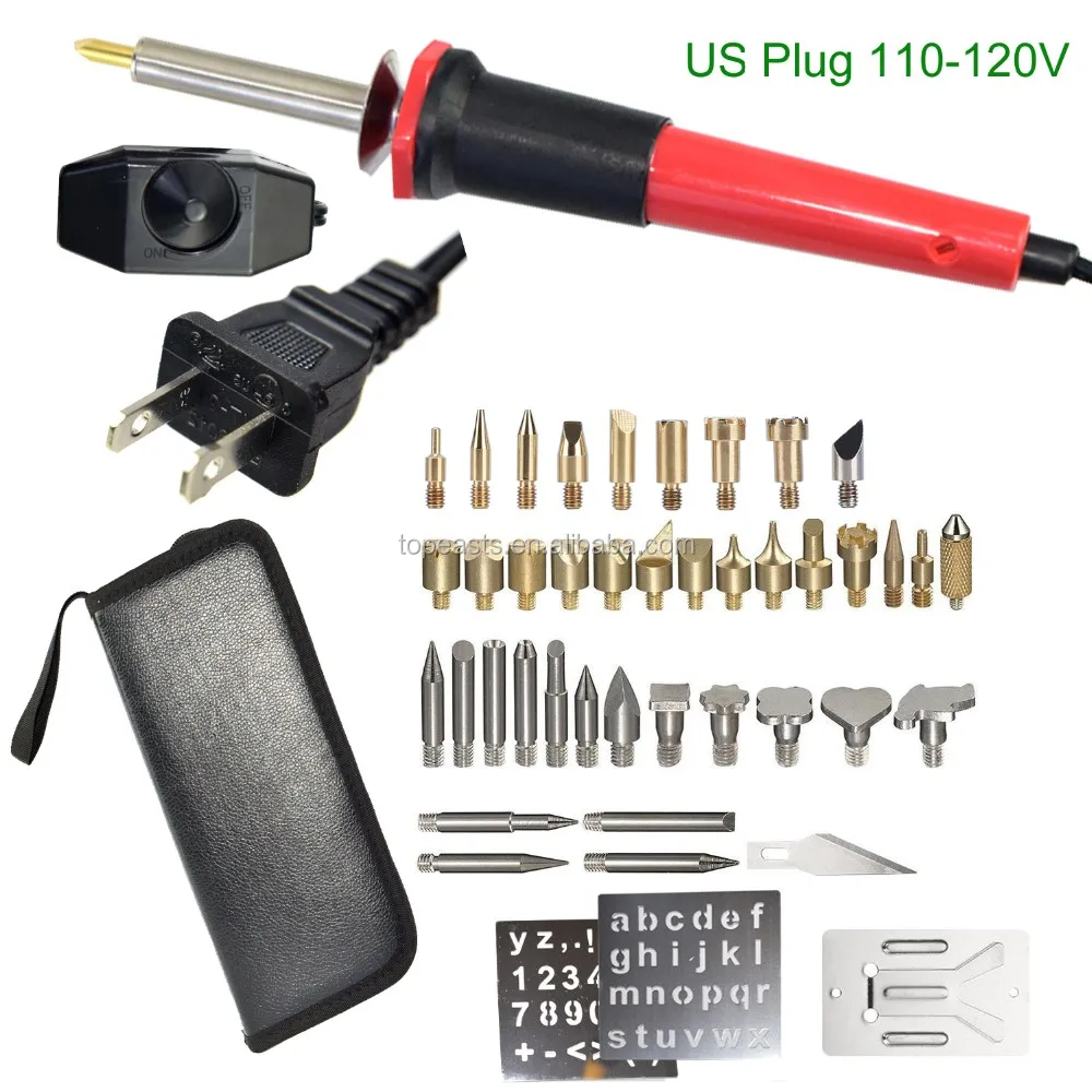 37 Set Adjustable Wood Burning Soldering Iron Chiseled Tips Blade ...