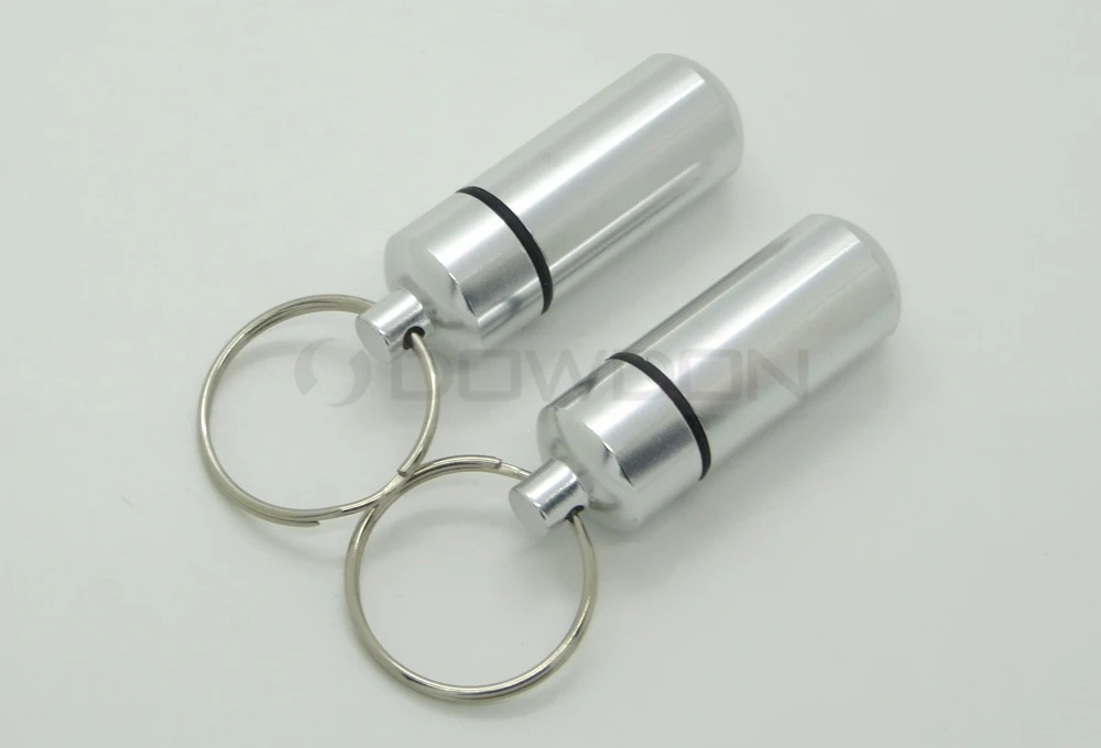 Waterproof Aluminum Keychain Pill Cylinder Box Travel Container Case