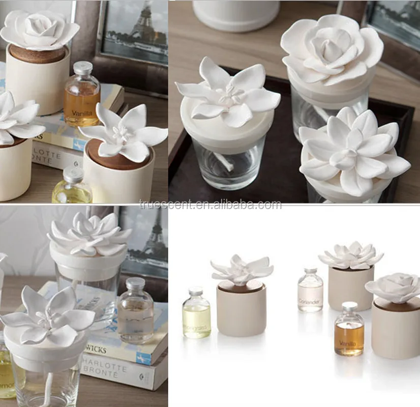 200ml Clear Glass Bottle With Wood Lid Ceramic Flower Aroma Flower ...