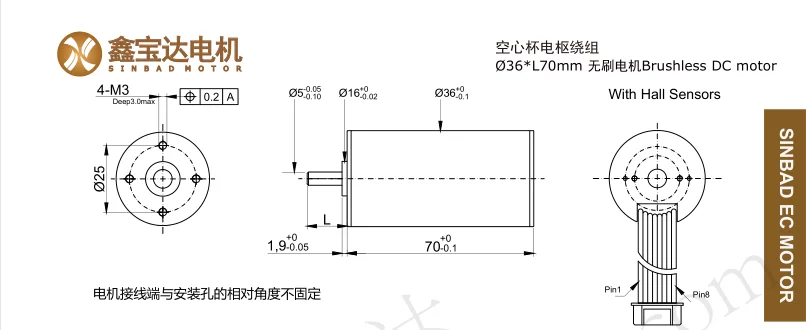 High Speed BLDC-3670 Power DC Motor - 36v Brushless Motor