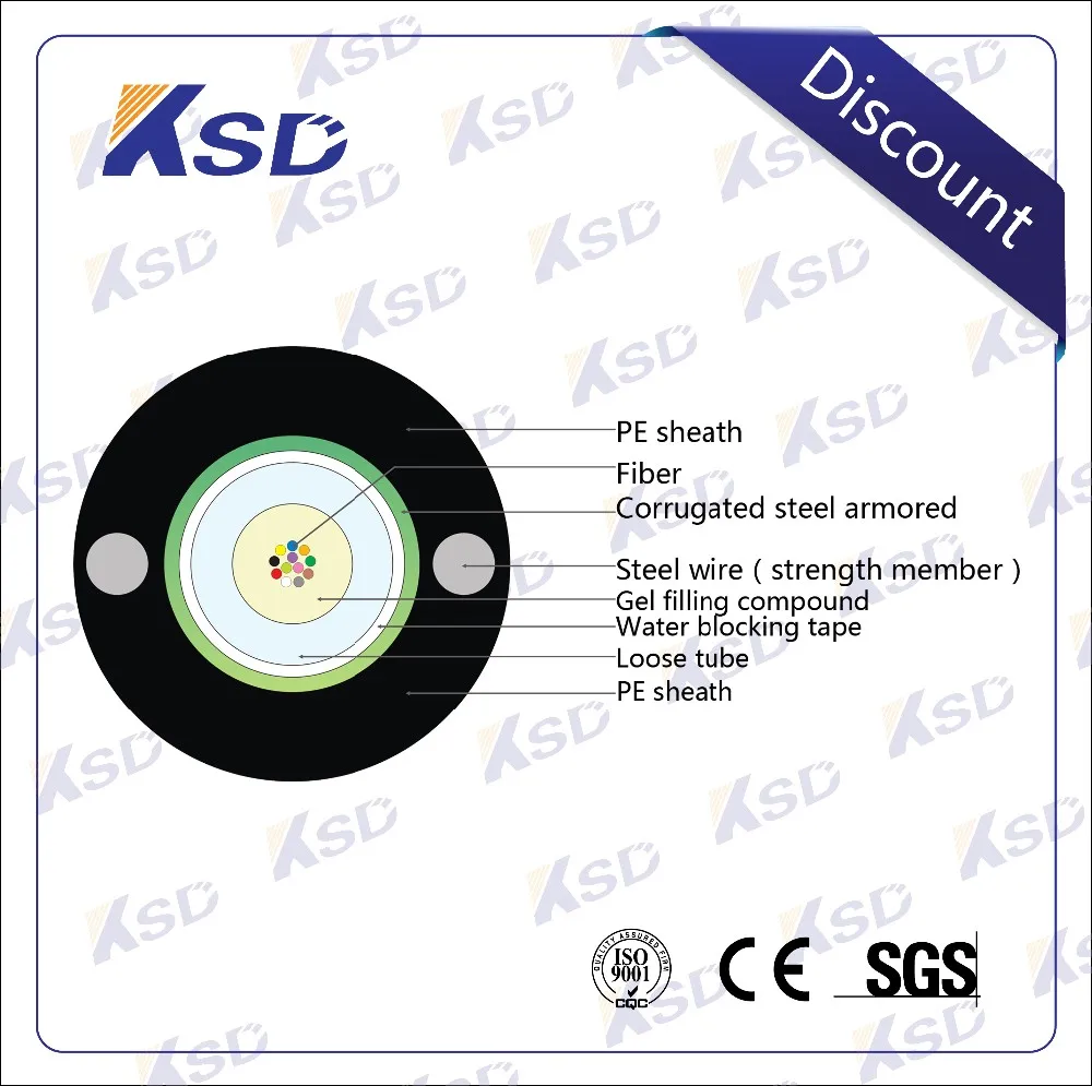 Gyxtw Itu G.652.d 24 Core Single Mode Fiber Optic Central Loose Tube ...