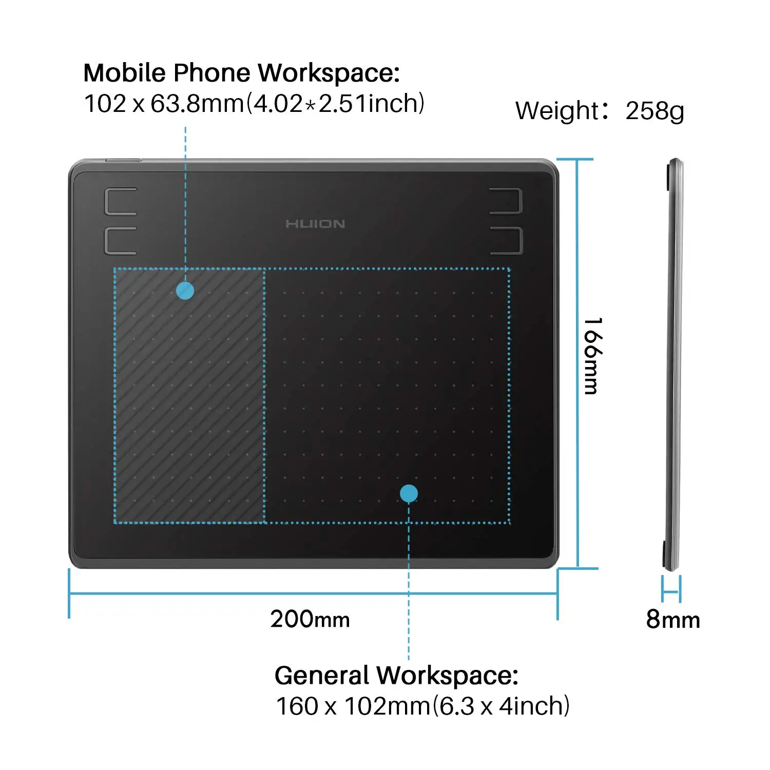 HUION HS64 Drawing Tablet Writing Pad with Digital Pen