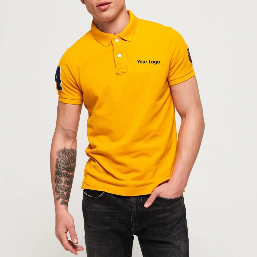 Clothing Mens Wholesale Cheap Short Sleeve Embroidery Yellow Cotton ...