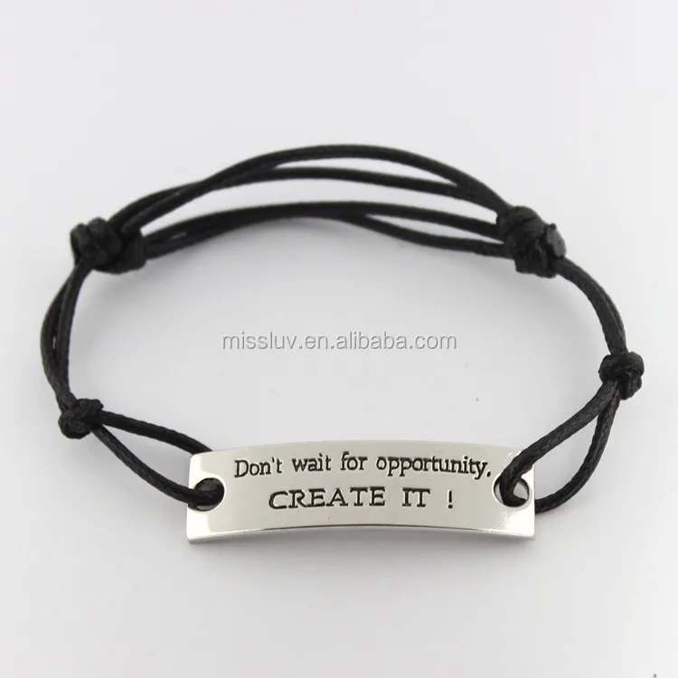 Custom Made Inspired Words Bracelet Logo Stamped Metal Tag Bracelets ...