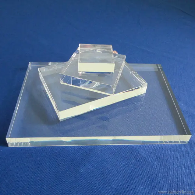 High Polished Clear Square Solid Import Acrylic Blocks Display Base ...