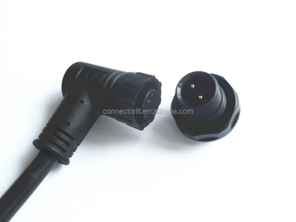 M14 Waterproof Right Angle Cable Connector 2 3 4 Pin Male Panel Mount ...