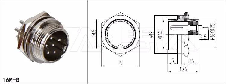 Gx16 16m Electrical Circular Connectors,2 3 4 5 6 7 8 Pin Male And ...