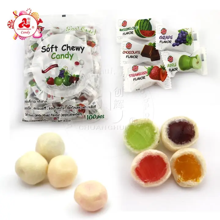 Soft Milk Chewy Candy Gummy Fruit Filled - Buy Soft Milk Candy,Gummy ...
