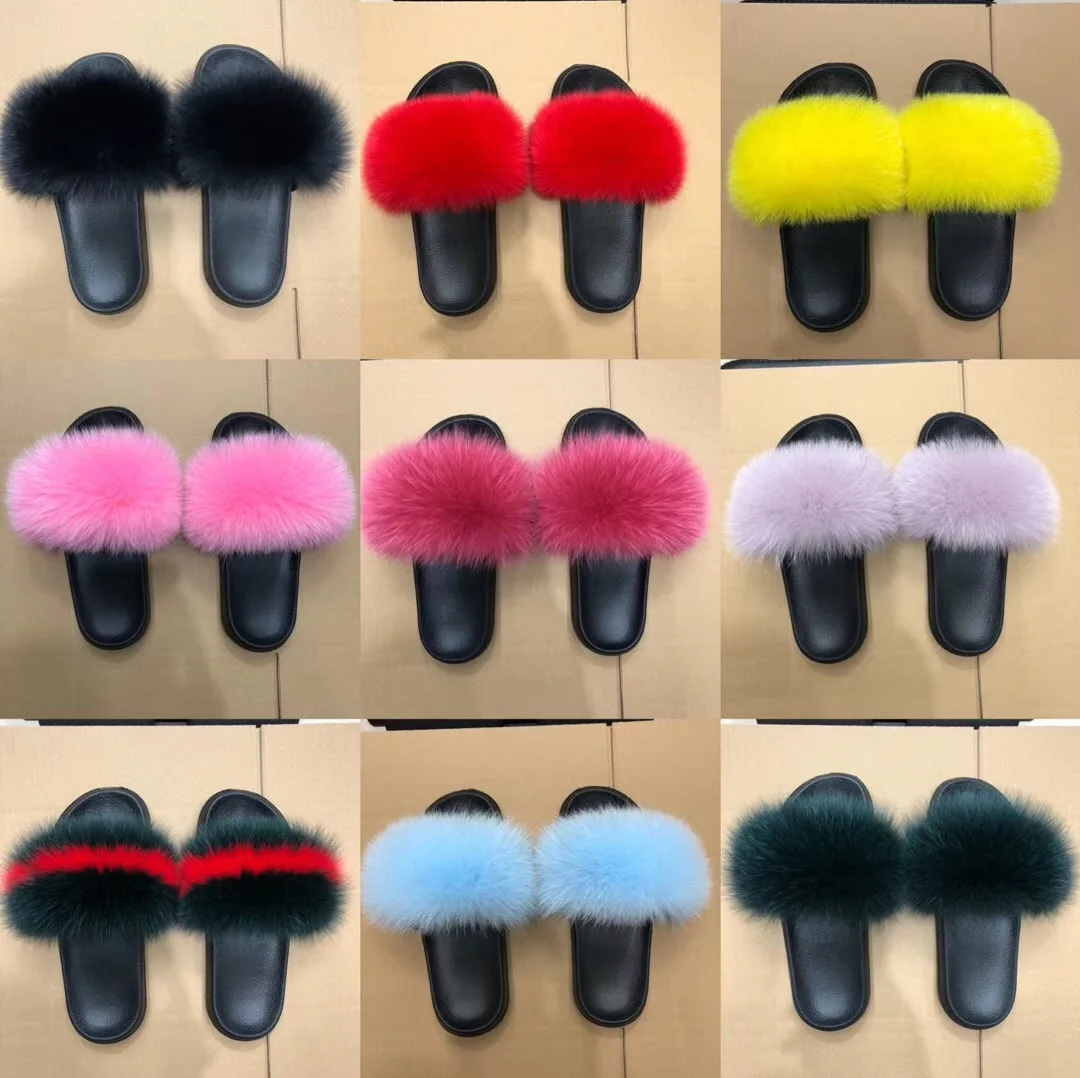 Fur Slides Fox Women Furslides In Slippers Summer Kisd - Buy For Adults ...
