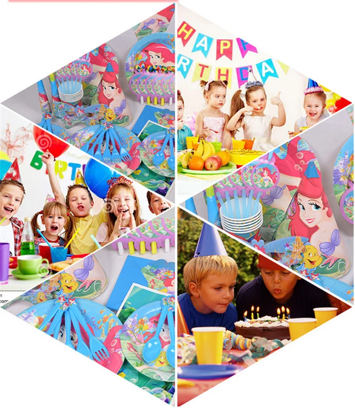 Mermaid Carton Pictures Children Birthday Party Kit With Carton Hats ...