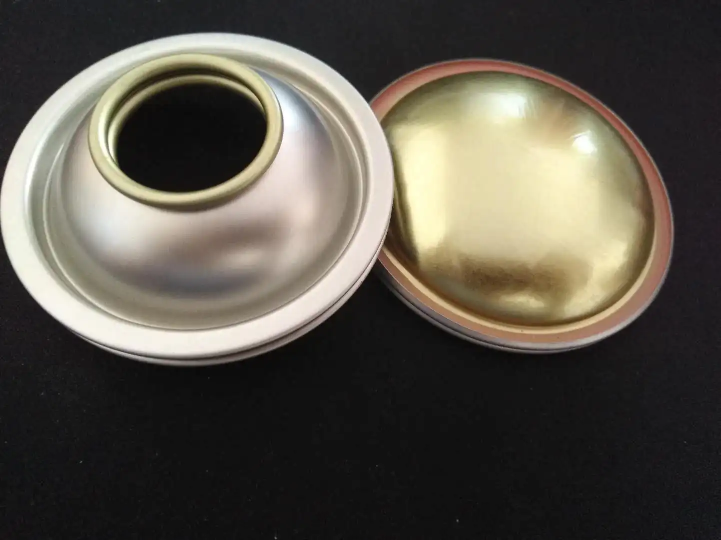 White Clear Golden Lacqured Aerosol Tin Can Lids Cone And Dome Top And ...