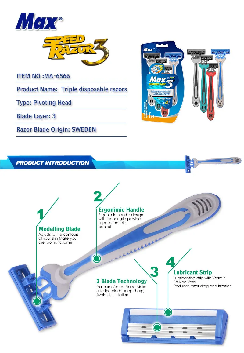 Hot Selling Sharp Blade Disposable Razors Manufacturer Triple Blade ...