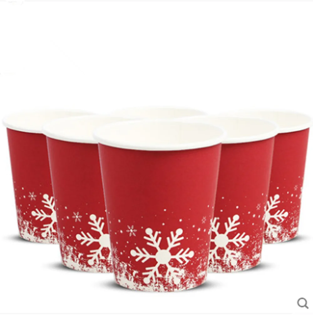 Disposable Thickening Scald Christmas Snowflake Paper Water Coffee Cup ...