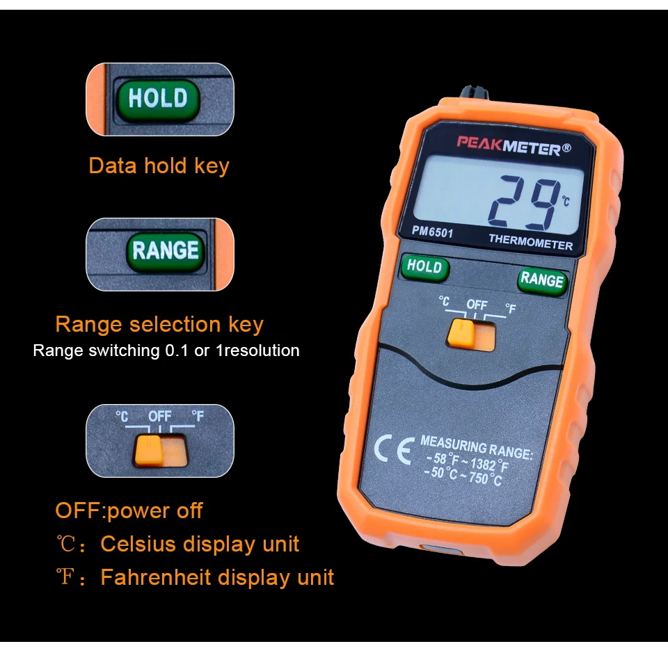 Micro Industrial K Type Digital Thermometer -50 To 750 C Electronic ...