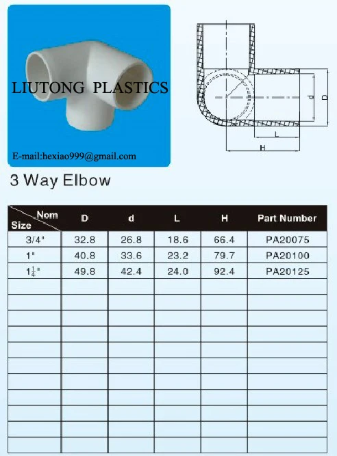 Astm Sch40 Pvc 3 Way Elbow - Buy 3 Way Elbow Pipe Fittings,Three Way ...