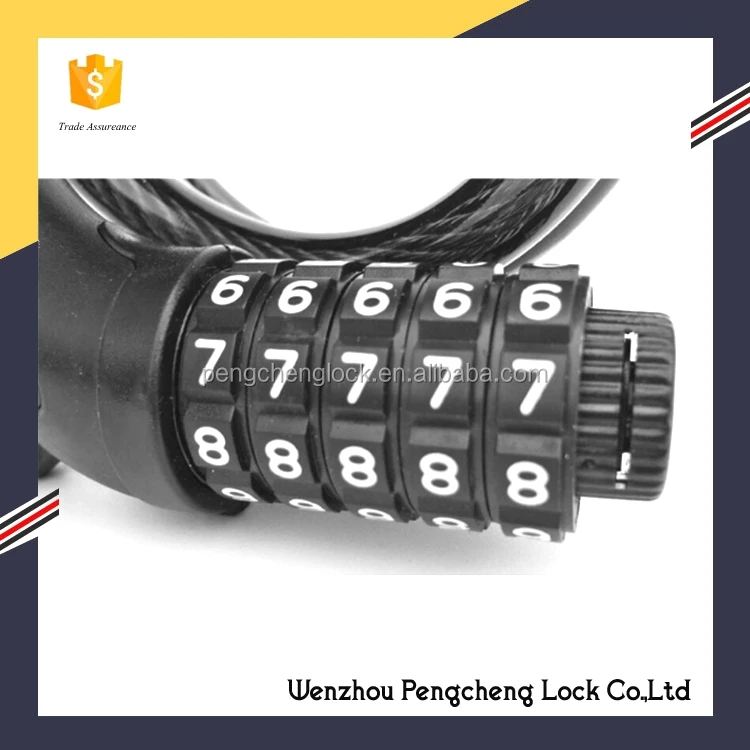 Combination Lock With 5 Number Combination Padlock Safe Cable Lock ...