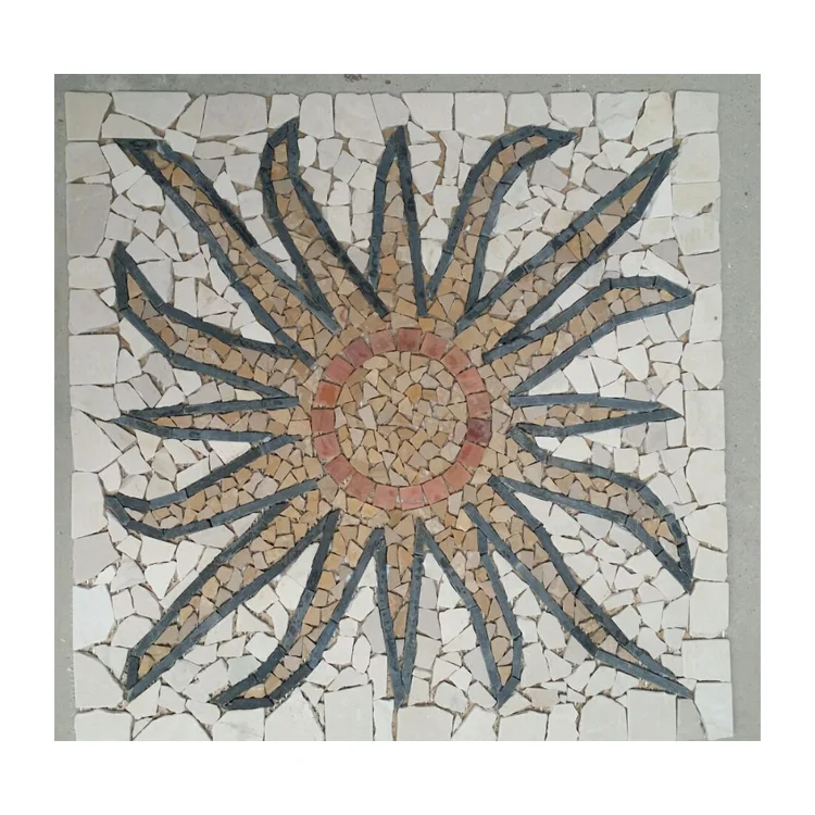 Outdoor Mosaic Sun Patterns Natural Stone Mosaic Floor Pattern For ...