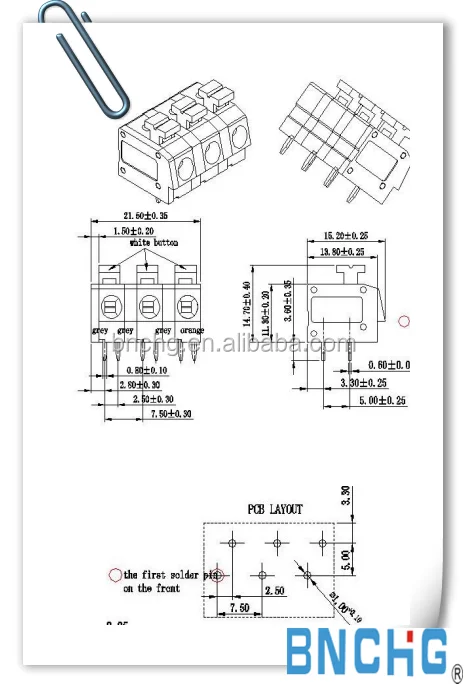 5.0mm 7.5mm Screw Less Push-button Pcb Terminal Blocks 804 - Buy Pcb ...