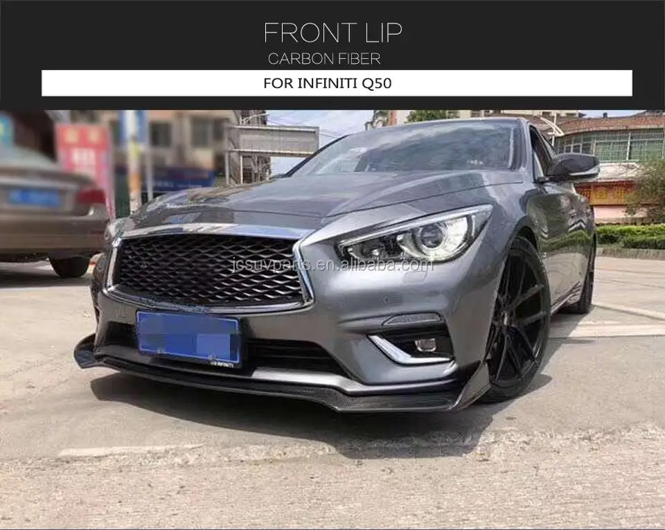 Carbon Fiber Car Front Bumper Spoiler Lip for 2018 INFINITI Q50