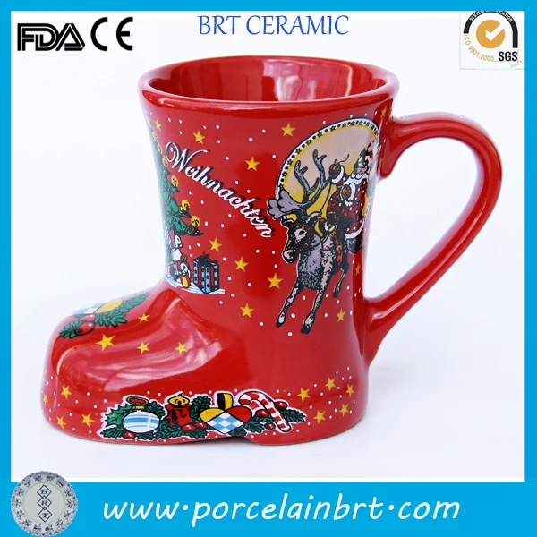 Bright Red Christmas Ceramic Boot Shape Coffee Cup Mug - Buy Ceramic ...