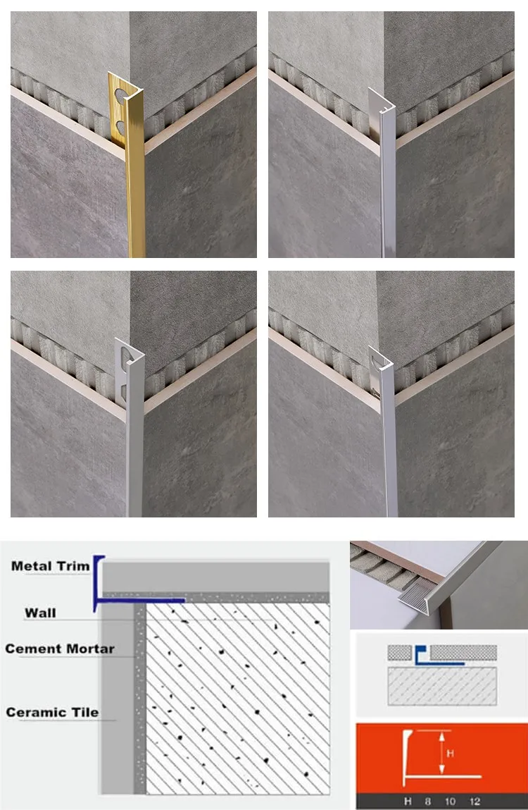 Metal Tile Corner Trim Aluminium Tile Trim Ceramic Tile Trim Strip ...