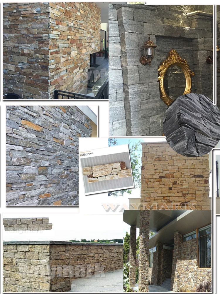 Natural White Grey Mica Schist Wall Cladding Slate Tile Facing Panel ...