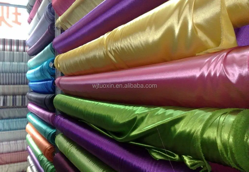 Wujiang 100% Polyester Shiny Satin Lining Dress Fabric