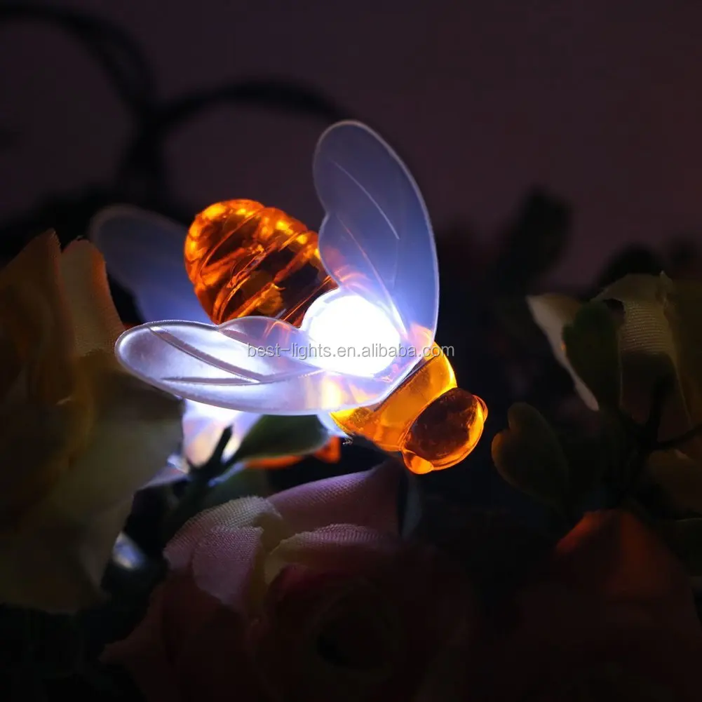 30 LED Solar Powered Honey Bee String Lights for Outdoor