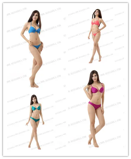 Miss Adola Ladies Lovely Bowknot Two Pieces Candy Color Swimsuit