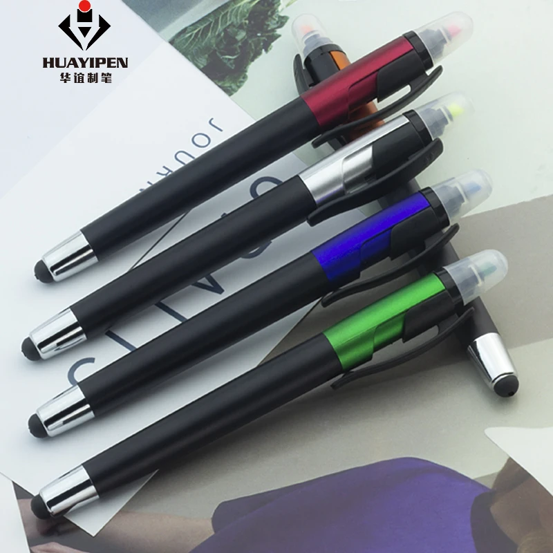 Advertising 2 In 1 Pen Logo Plastic Ballpoint Pen Mark Pen With Custom ...