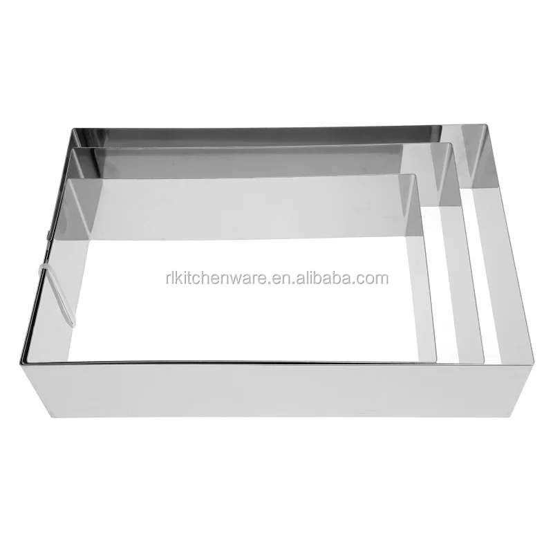 Baking Accessories 3 Pcs Set Of Rectangular Cake Mold Stainless Steel ...
