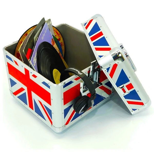 Union Jack Aluminum Lp 100 12" Vinyl Record Storage Box Dj Flight Carry ...