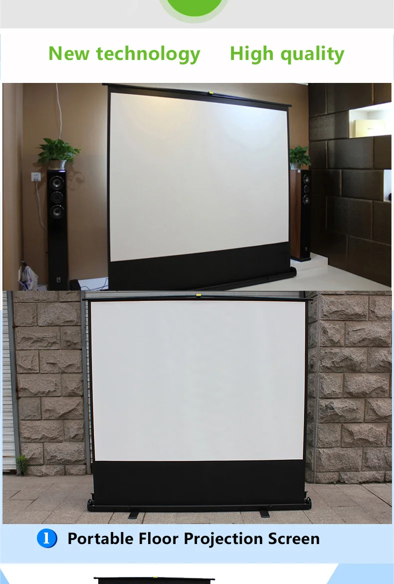 100" 80" 60" Inch Pull Up And Up Floor Stand Projection Screen ...