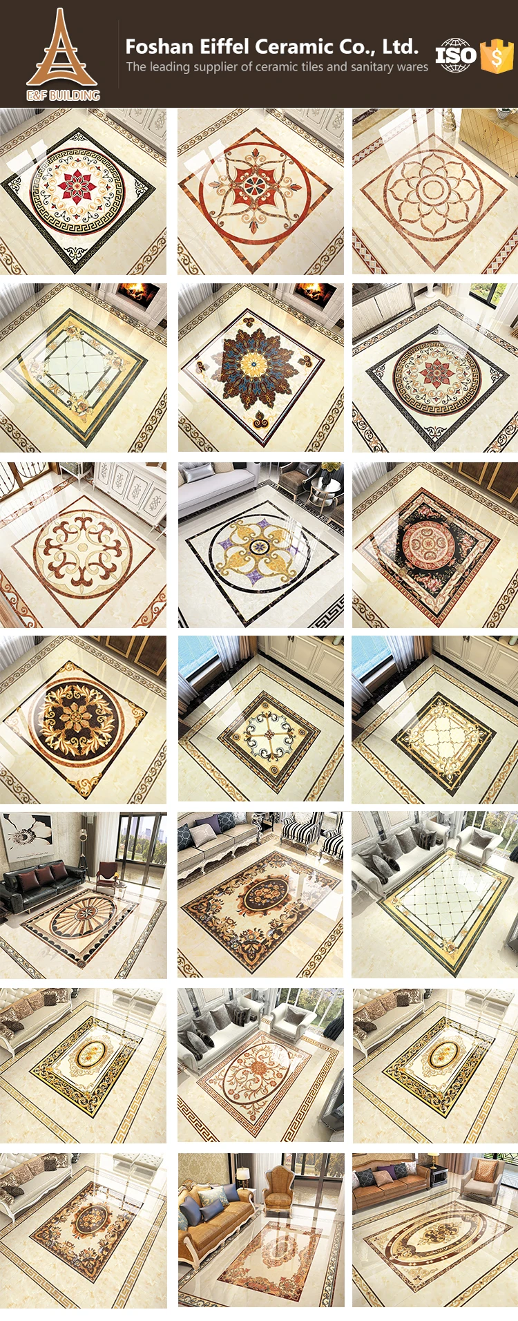 Custom Modern Polished Ceramic Tiles Luxury Square Ceramic Tile Floor ...