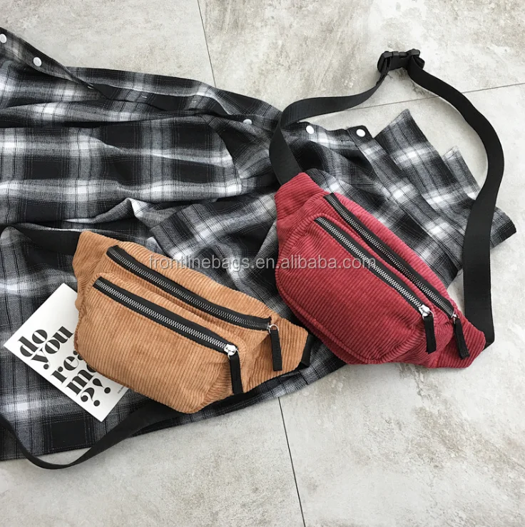 Preppy Fanny Pack - Stylish & Secure Corduroy Waist Bag