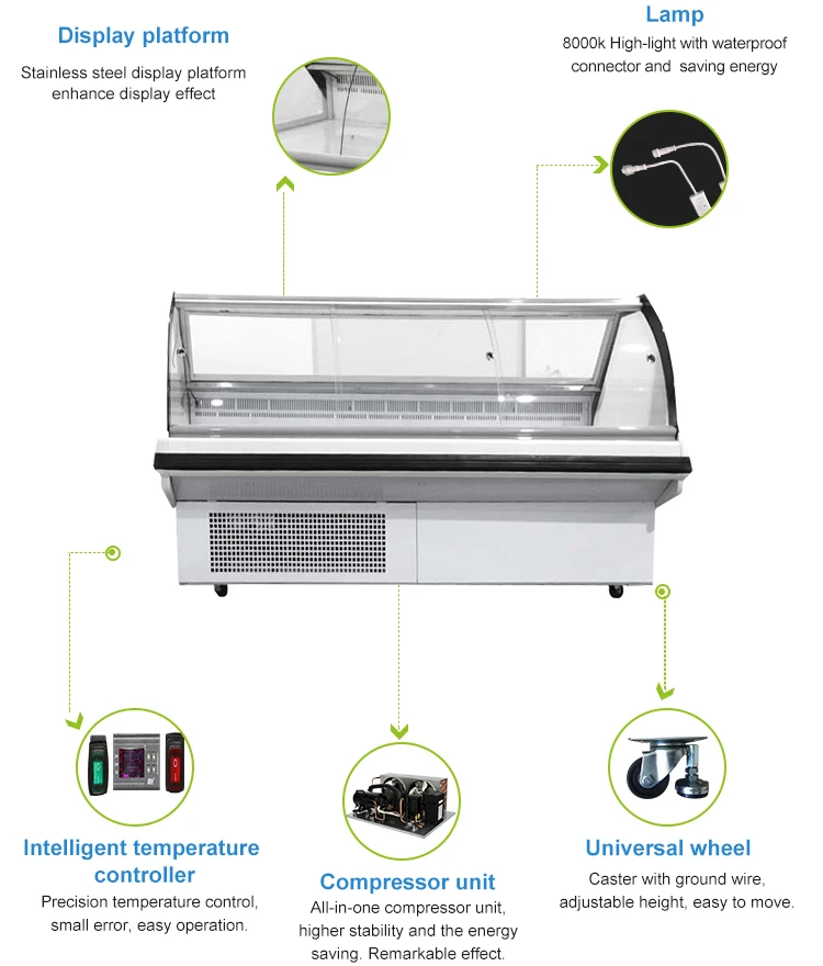 Deli Display Meat Refrigerator with Fan Cooling System