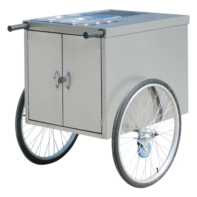 Stainless Steel Hand Push Food Cart Street Food Vending Cart / Hand ...