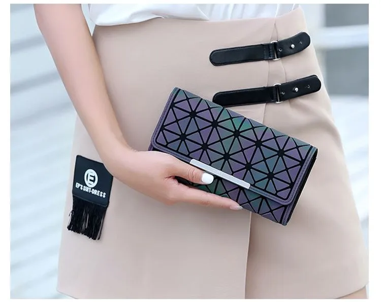 Women Hotsale Long Clutch Luminous Wallet Lightweight Lattice Phone ...