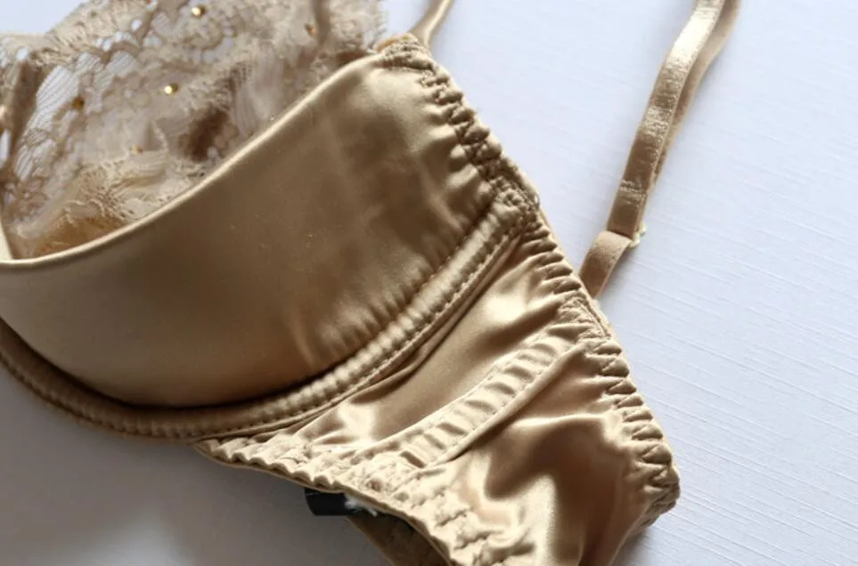 M1051 Runwaylover Sexy Ladies Halter Lace Golden Crystal Bralette Bras ...