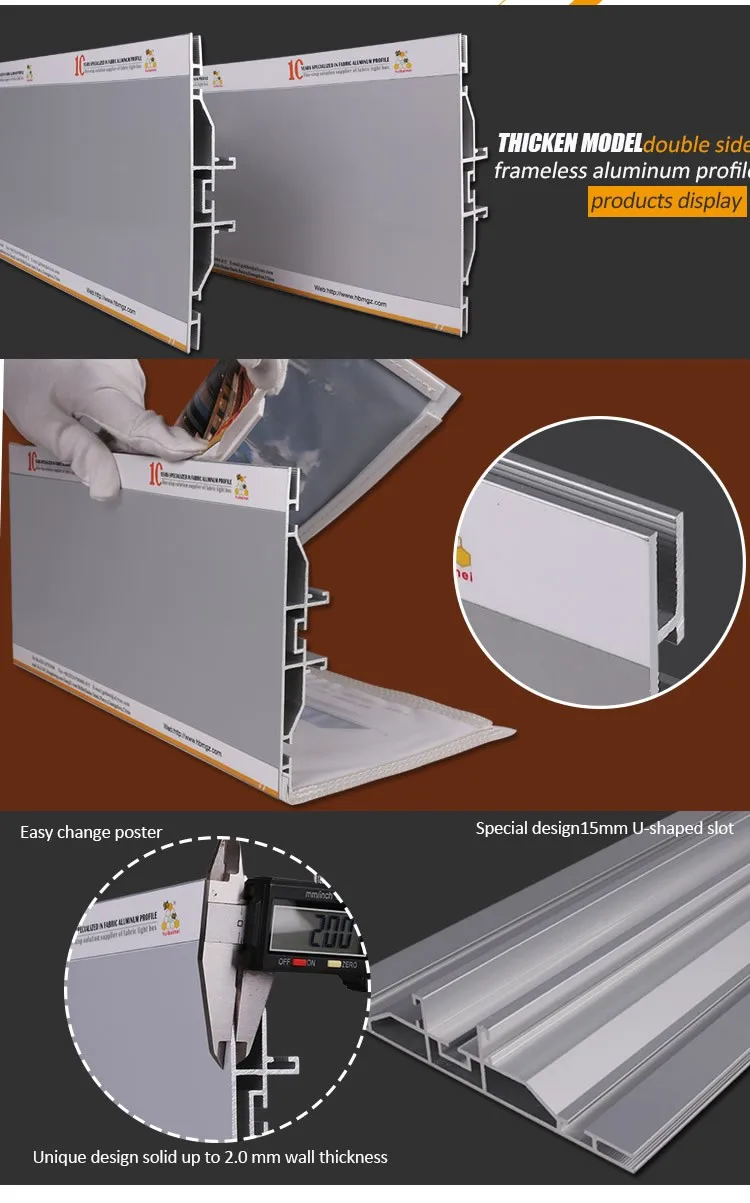 Advertising Sign Board 160mm Aluminum Profile Frame For Double-sided ...