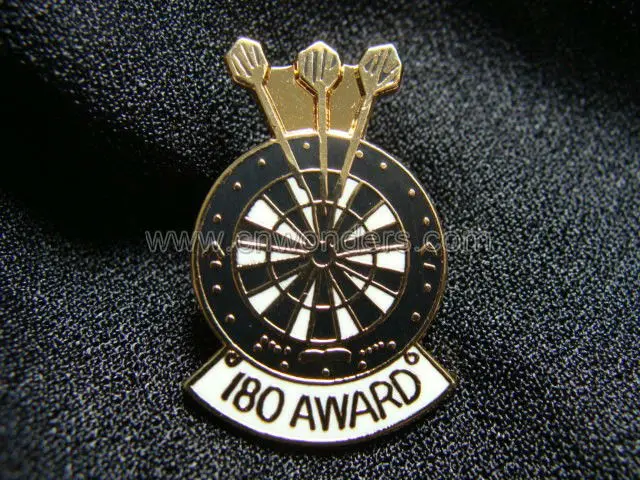 Custom 180 Darts Pin Badge - Gold Plated Brass with Unique Printing ...