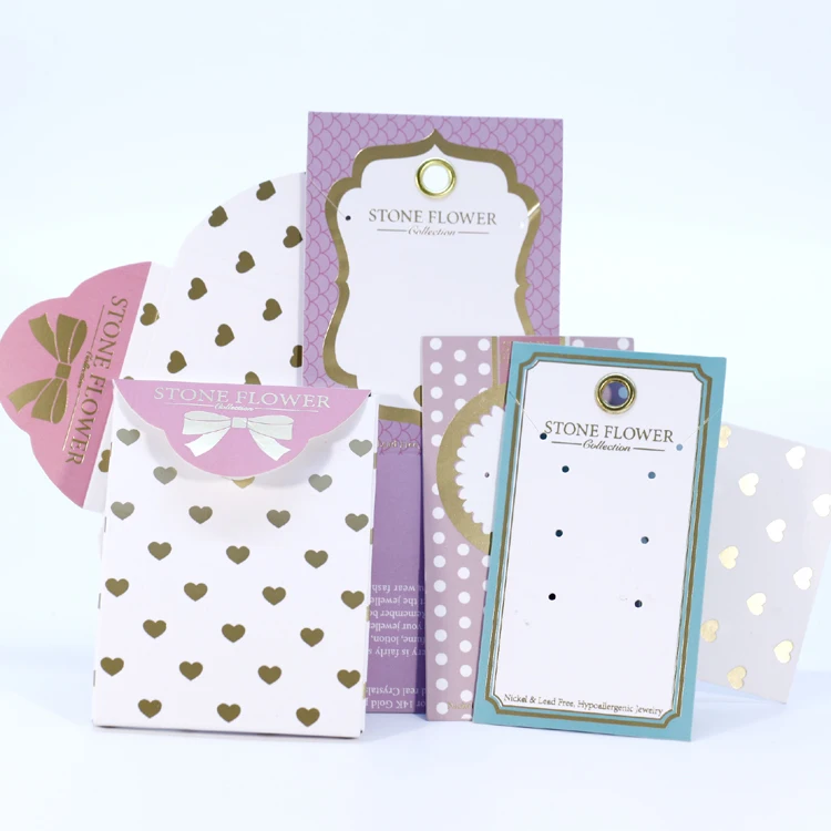 Custom Printed Necklace Holder Hanging Thick Paper Jewelry Display Card ...