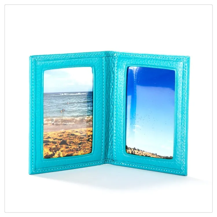 Double Side Beautiful Color Folding Travel Frame Full Grain Leather Six ...